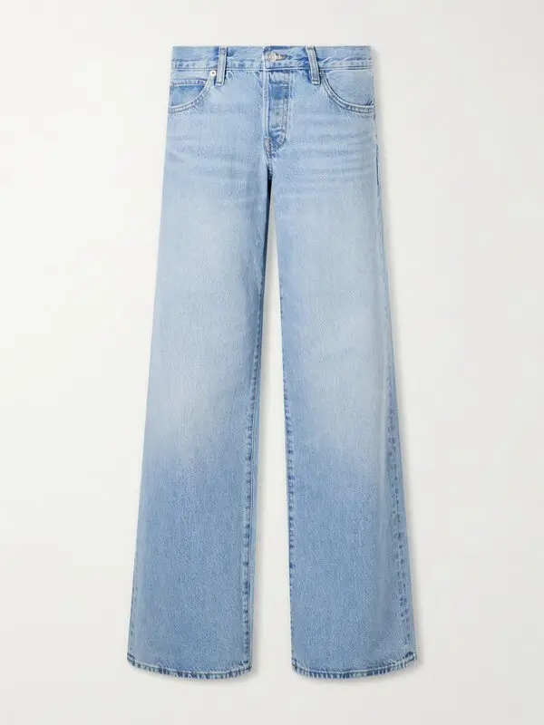 FRAME Gray Low-rise Wide-leg Jeans - Blue