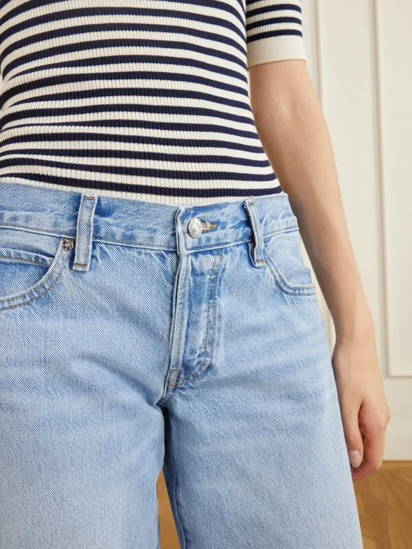 FRAME Gray Low-rise Wide-leg Jeans - Blue