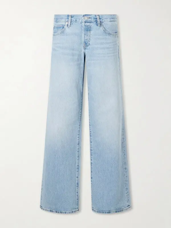 FRAME Gray Low-rise Wide-leg Jeans - Blue