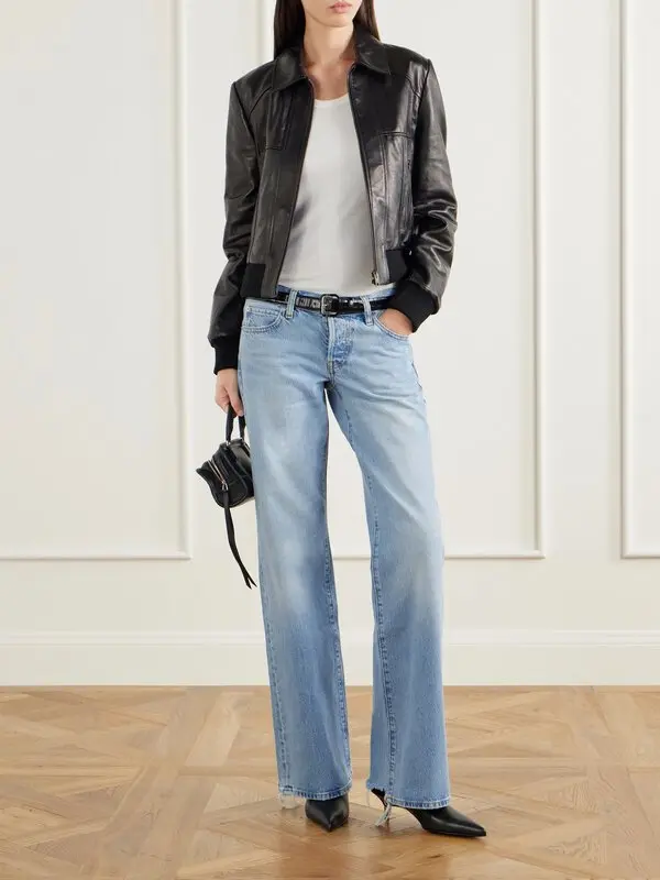 FRAME Gray Low-rise Wide-leg Jeans