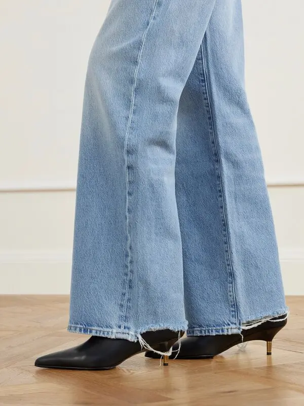 FRAME Gray Low-rise Wide-leg Jeans