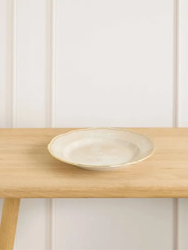 GINORI 1735 Oriente Italiano Gold-plated Porcelain Dessert Plate - Cream
