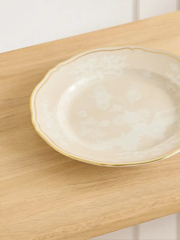 GINORI 1735 Oriente Italiano Gold-plated Porcelain Dessert Plate - Neutrals