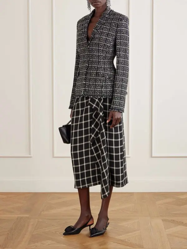 Erdem Fitted Single-breasted Cotton-blend Tweed Blazer