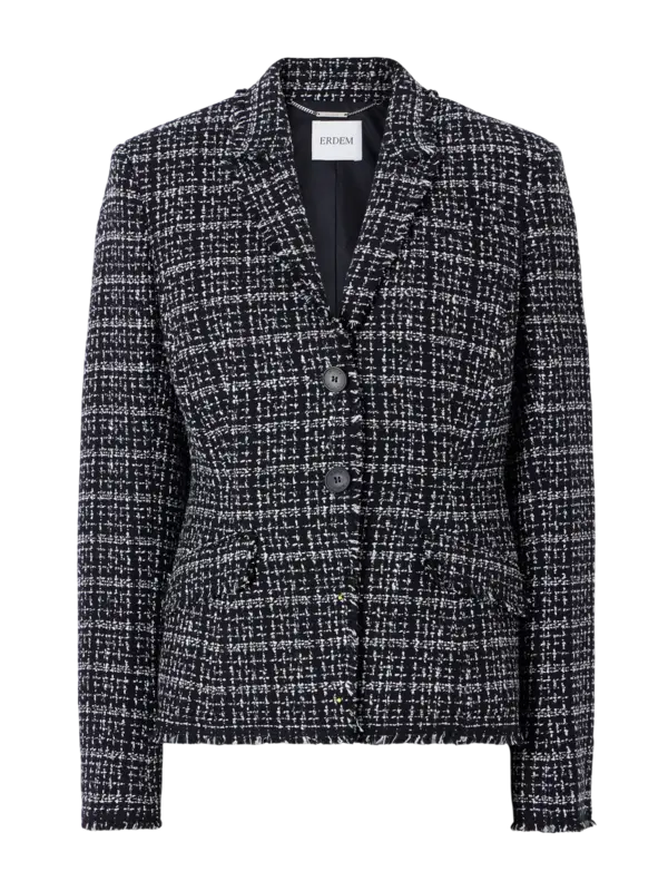 Erdem Fitted Single-breasted Tweed Blazer - Black