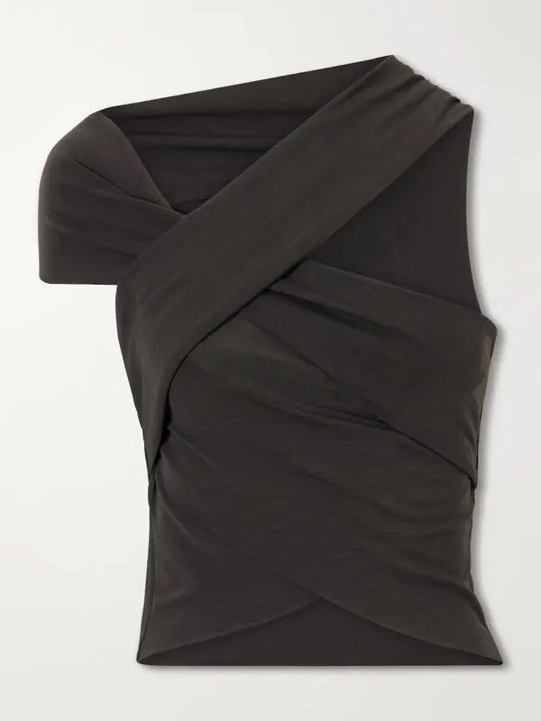 CORTANA Myia Asymmetrical Wool-rich Crepe Blouse