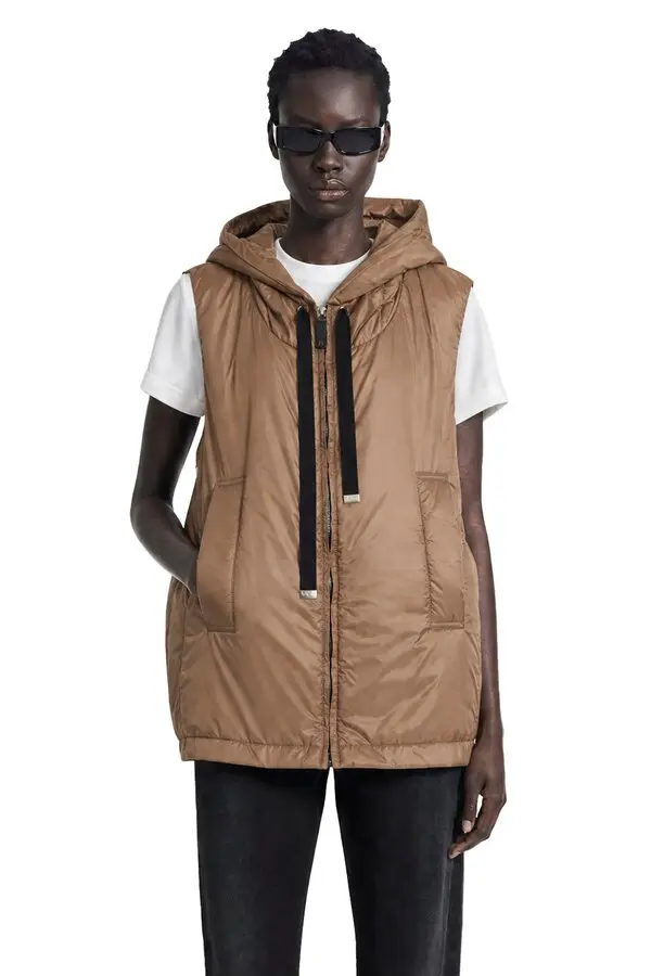 Max Mara Padded Water-repellent Hooded Gilet - Beige
