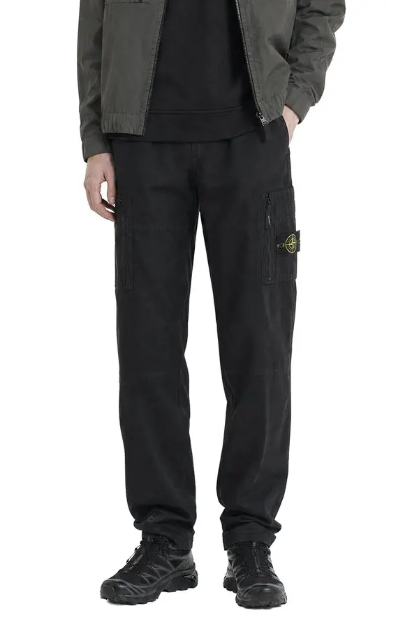 Stone Island 3100015 Cotton Ripstop Cargo Pants - Black
