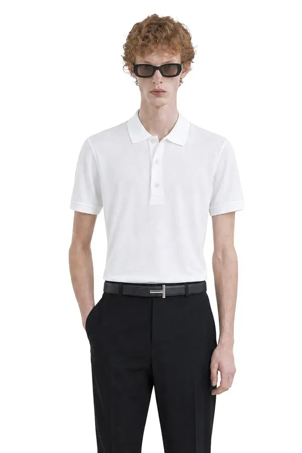 TOM FORD Piqué Short Sleeve Polo Shirt - Off-white