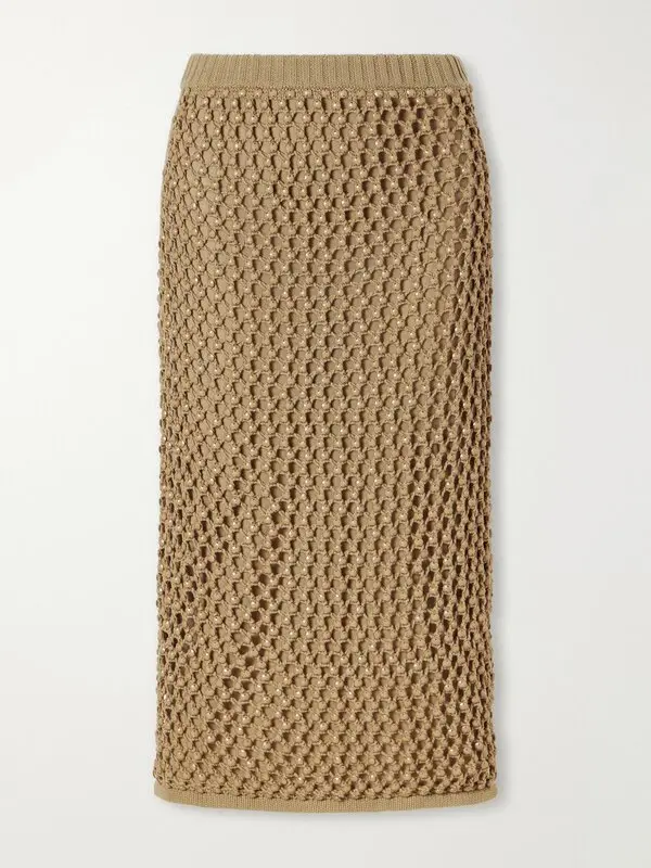 DIOTIMA Spice Beaded Crocheted Midi Skirt