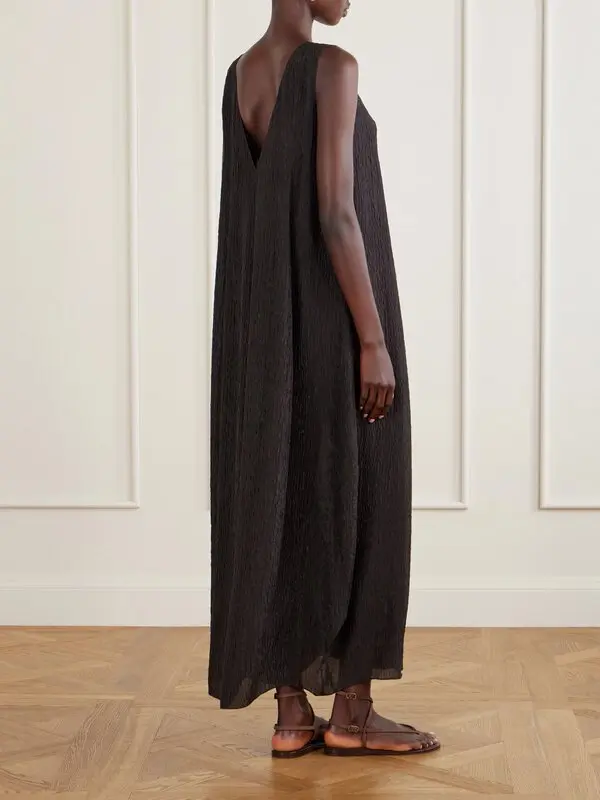 CORTANA Anhelo Crinkled Silk-chiffon Maxi Dress