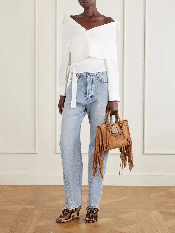Balenciaga Le City Small Fringed Suede Shoulder Bag