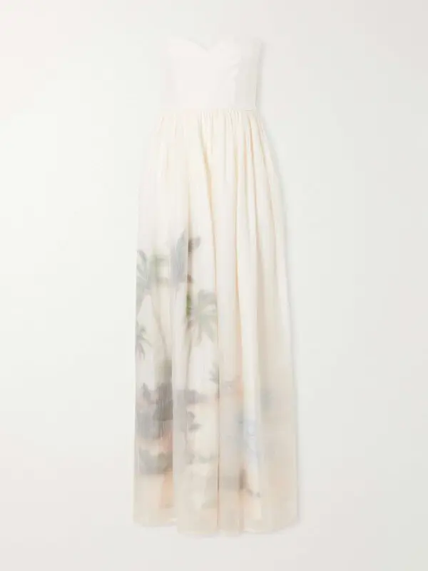 Agua Bendita Tonia Arena Strapless Organza Maxi Dress - Cream