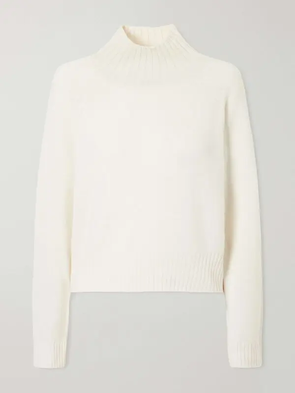 ALLUDE Mock-neck Cashmere Sweater - Cream