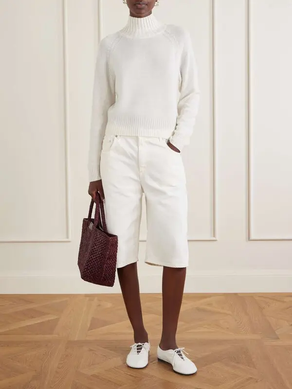 ALLUDE Mock-neck Cashmere Sweater