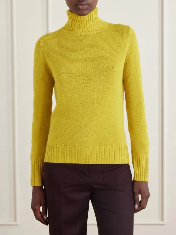 ALLUDE Ribbed Cashmere Turtleneck Sweater
