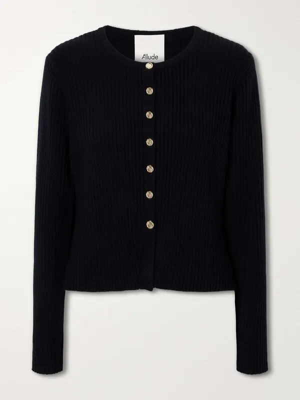 ALLUDE Wool And Cashmere-blend Ribbed Cardigan