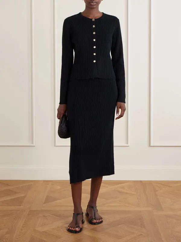 ALLUDE Wool And Cashmere-blend Ribbed Cardigan