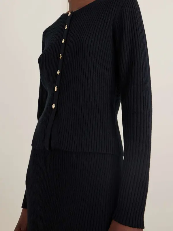 ALLUDE Wool And Cashmere-blend Ribbed Cardigan