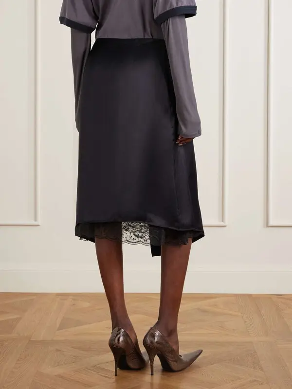 Acne Studios Ruffled Satin Midi Skirt