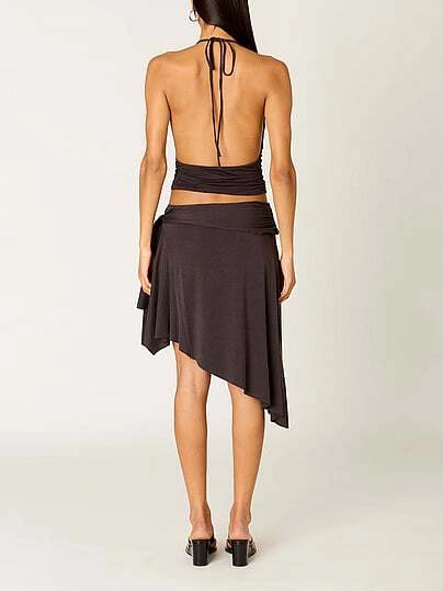 Victoria's Secret Nia Antonio Asymmetrical Tie-detailed Jersey Skirt