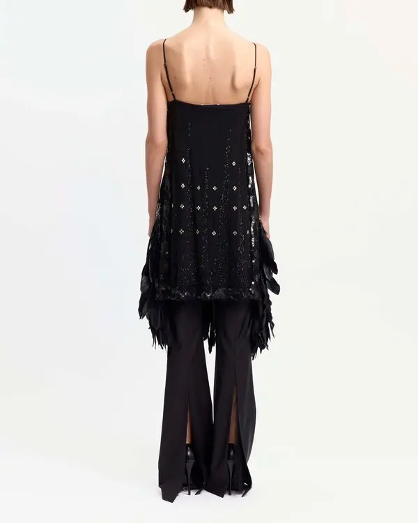 16Arlington Loa Midi Dress With Sequins And Feathers
