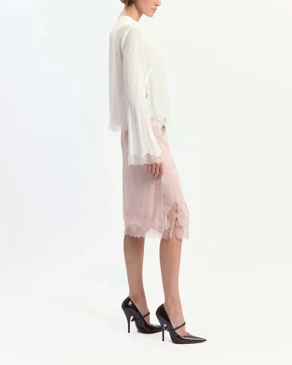 16Arlington Liri Midi Skirt With Feather Crystal Embellishments - Blush Pink