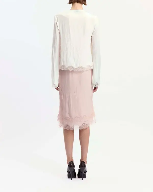 16Arlington Liri Midi Skirt With Feather Crystal Embellishments - Blush Pink