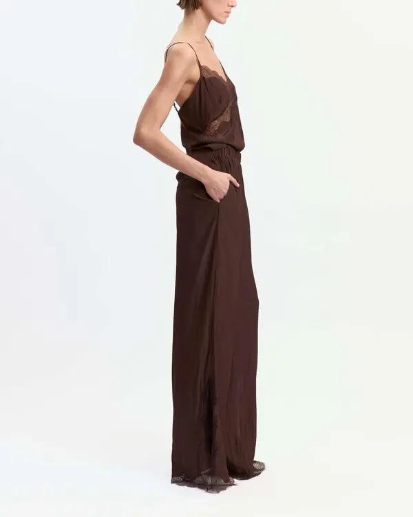 16Arlington Clio Lace-trimmed Satin Camisole - Chocolate