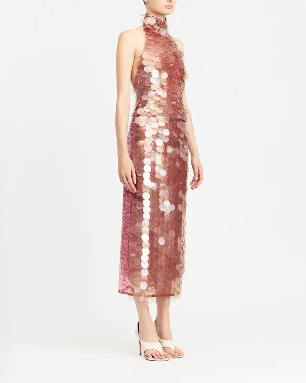 16Arlington Ula Sequin Halter Neck Top - Pink
