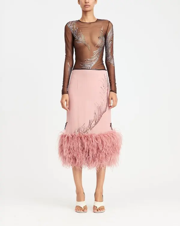 16Arlington Merrow Midi Skirt With Feather Trim