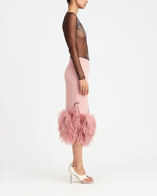 16Arlington Merrow Midi Skirt With Feather Trim