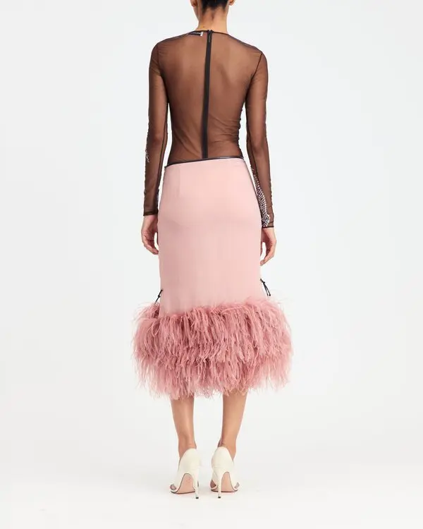 16Arlington Merrow Midi Skirt With Feather Trim