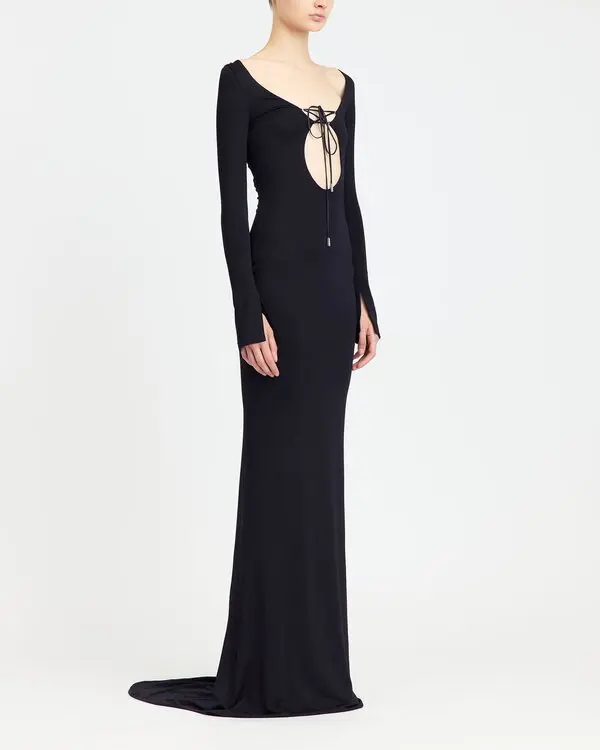 16Arlington Solaris Gown Jersey Maxi Dress With Plunge And Lace-up Detail
