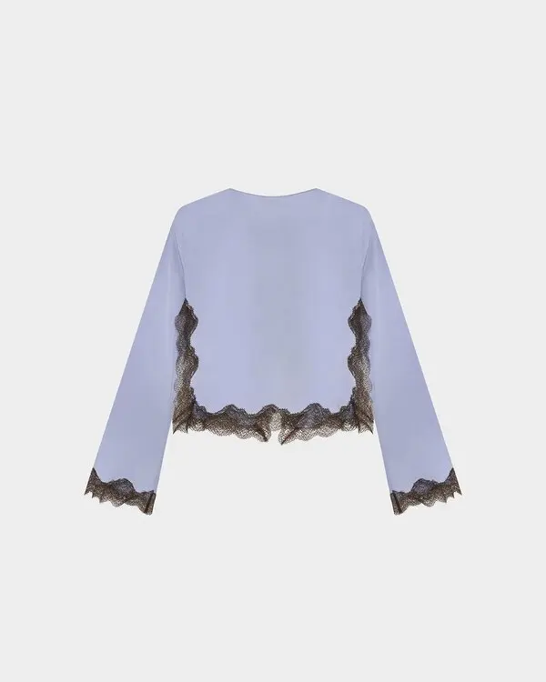 16Arlington Filipa Cardigan With Lace Trim - Pale Lilac