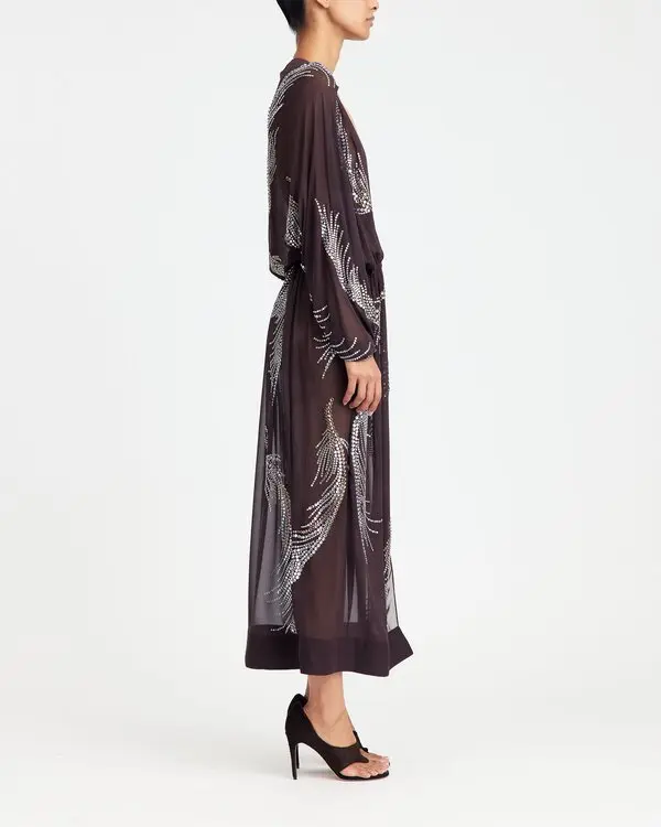 16Arlington Silas Midi Dress With Feather Crystal Embellishments