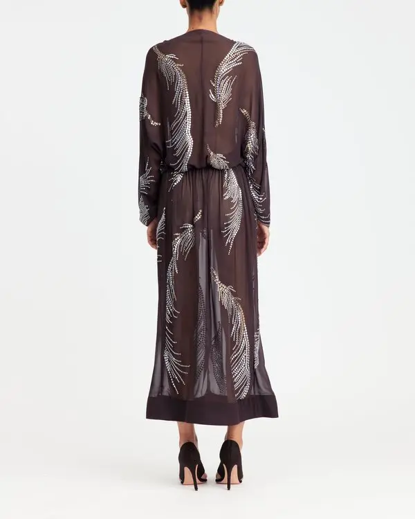 16Arlington Silas Midi Dress With Feather Crystal Embellishments