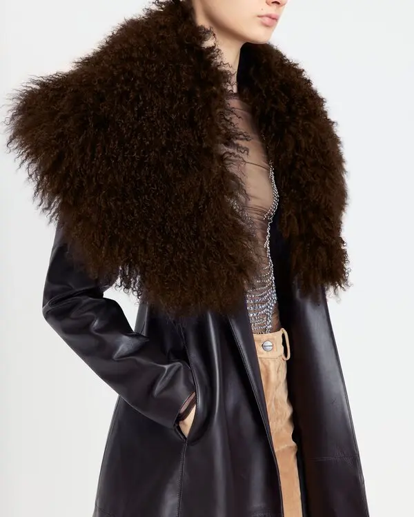 16Arlington Luisa Coat With Mongolian Shearling Collar