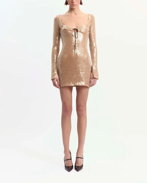 16Arlington Franca Sequin Mini Dress - Nude
