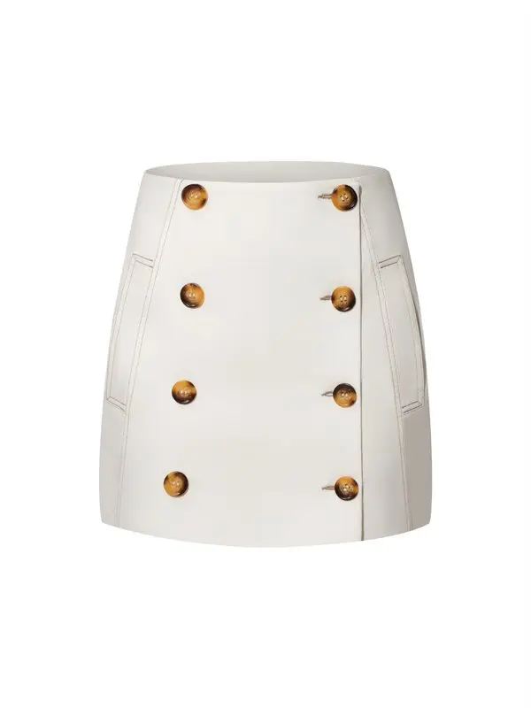 TIA DORRAINE Button Front Mini Skirt - White