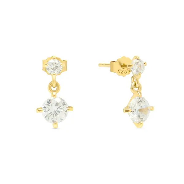 ESTERAH Lumi Drop Earrings With Cubic Zirconia - Gold