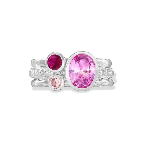 DOWER & HALL Blush Twinkle™ Stacking Rings - Pink