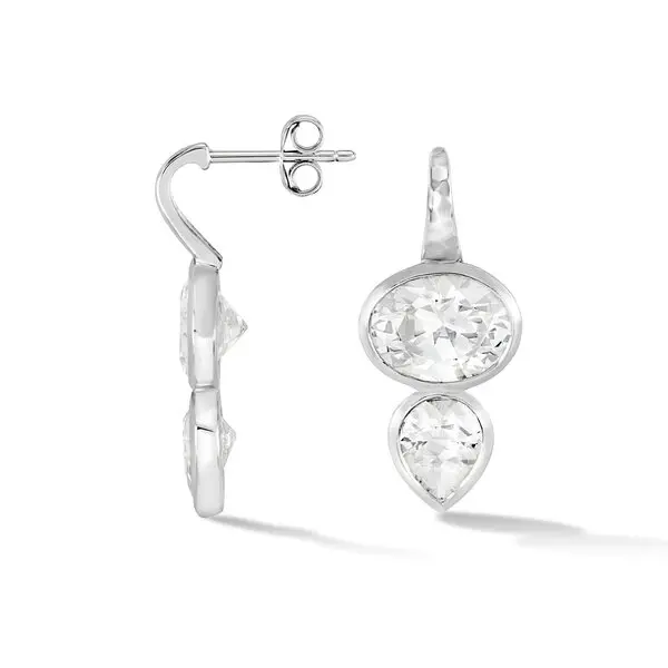 DOWER & HALL White Topaz Drop Earrings - Silver