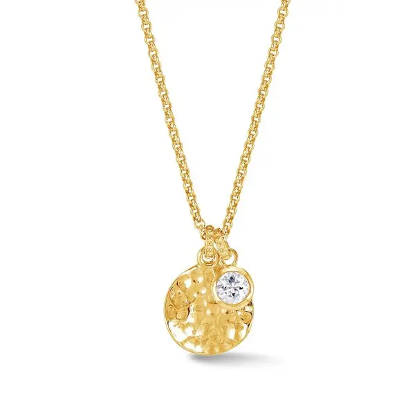 DOWER & HALL Hammered Disc & White Topaz Array Pendant - Gold