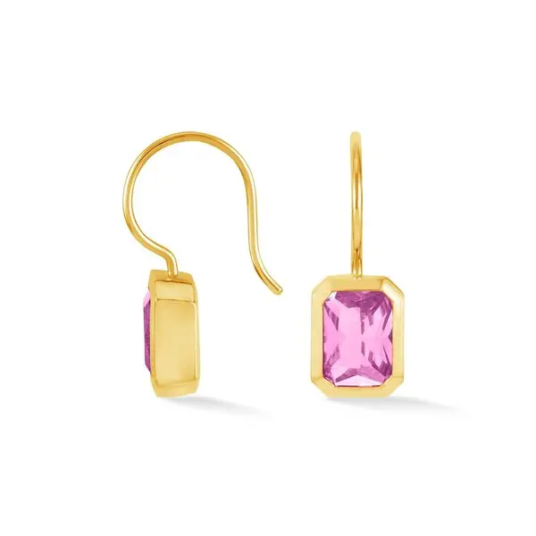 DOWER & HALL Octagon Pink Quartz Earrings - Gold