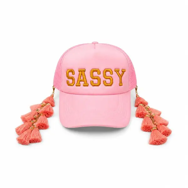 JULIA CLANCEY Sassy Peach Tassel Trucker Cap