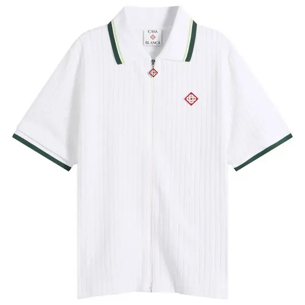 Casablanca Velour Zip Up Shirt - White