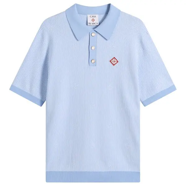 Casablanca Pinstripe Polo Shirt - Blue