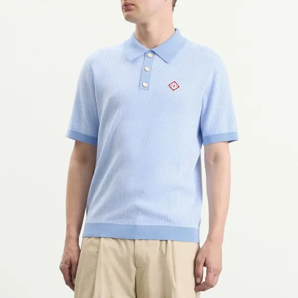 Casablanca Pinstripe Polo Shirt - Blue