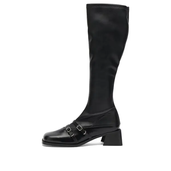 JUSTINE CLENQUET High Boots With Buckle Straps - Black